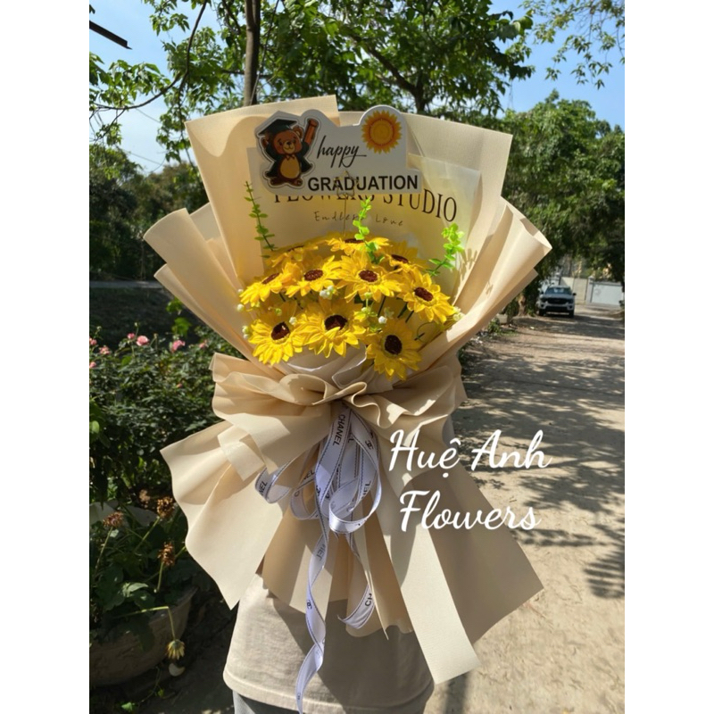BÓ HOA KỈ YẾU TỐT NGHIỆP HƯỚNG DƯƠNG MÃ SUN 999 PHOM 65CM GÓI XỐP HÀN ...