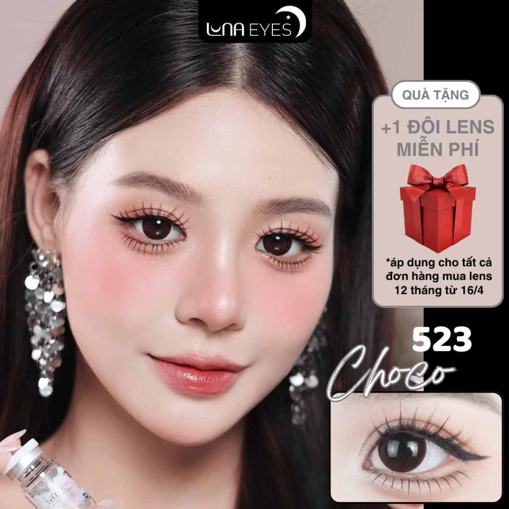 [1 year] Kính áp tròng LUNA EYES 523 CHOCO - Lens size to | Shopee Việt Nam