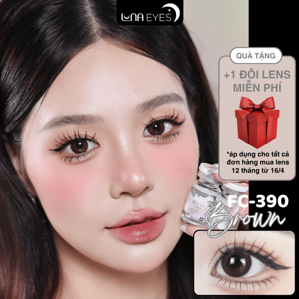 [1 year] Kính áp tròng LUNA EYES FC-390 BROWN - Lens size vừa | Shopee ...