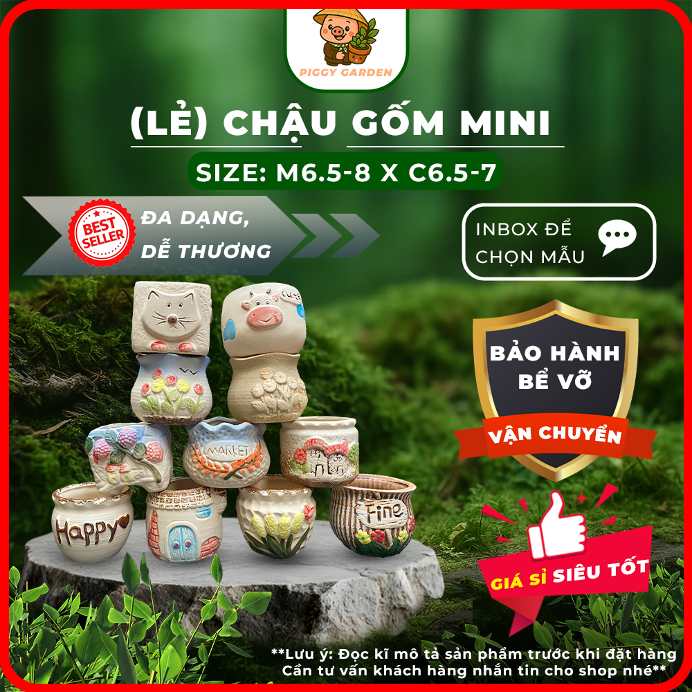 (Lẻ) Chậu gốm trồng cây - Chậu trồng cây sen đá, xương rồng - trồng cây mini (inbox để chọn mẫu ...