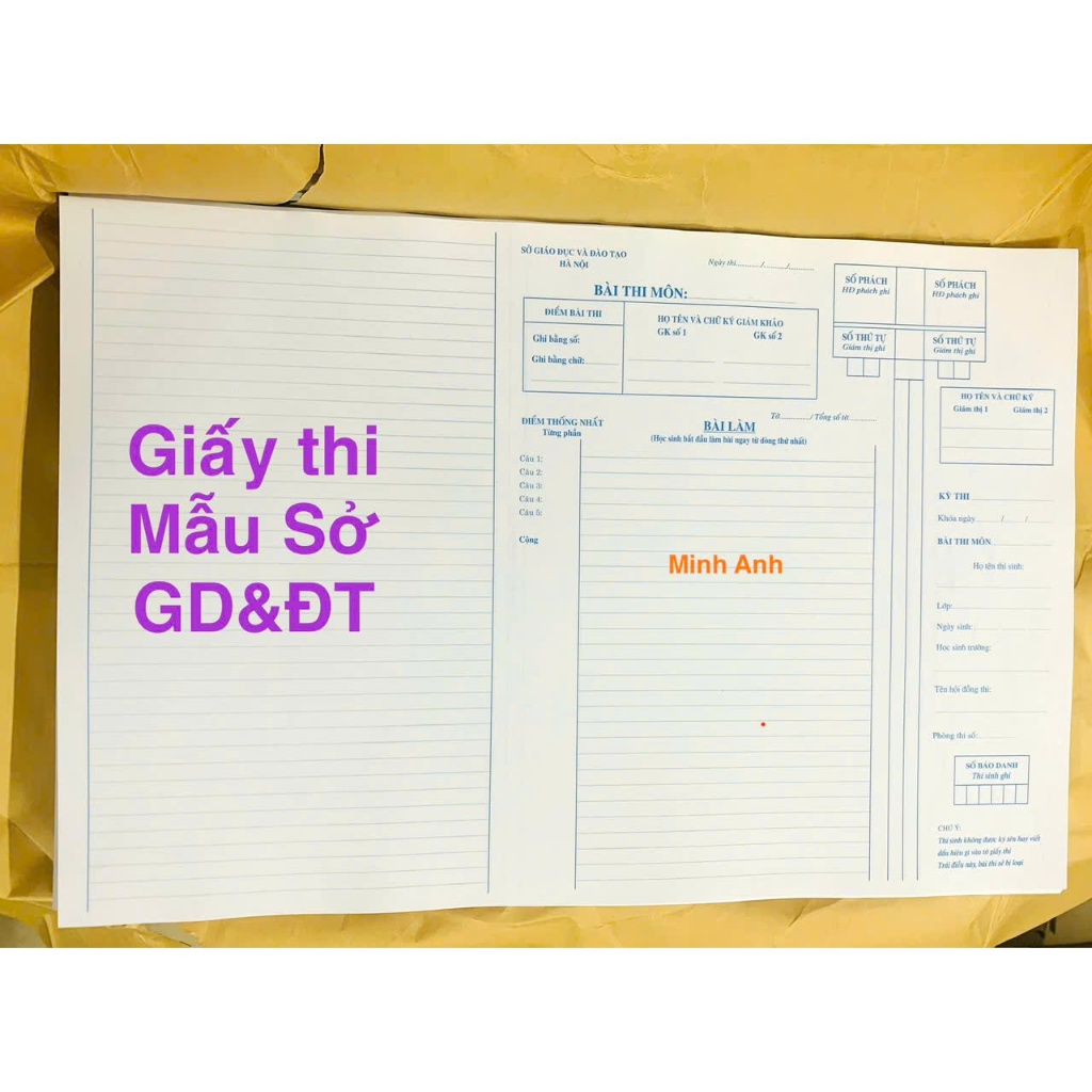 Set 100 tờ giấy thi Đại học, Giấy thi THPT Khổ A3 Mẫu Bộ và mẫu Sở ...