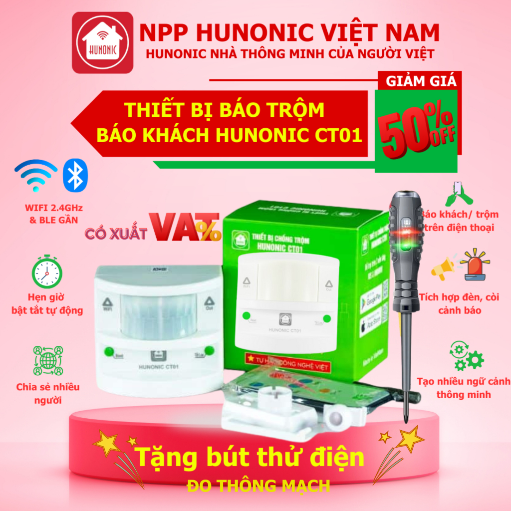 Thiết Bị Chống Trộm Hunonic Và Báo Khách Hunonic CT01 Báo Động Bằng Loa Và Thông Báo Về Điện ...