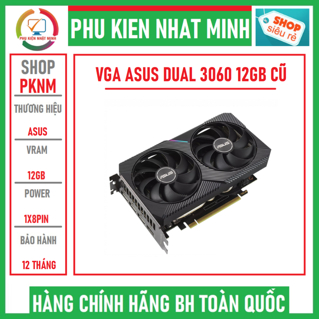 Card màn hình Asus DUAL-RTX 3060-O12G-V2 hàng cũ lướt date 3/2026 bảo hành 12 tháng | Shopee ...