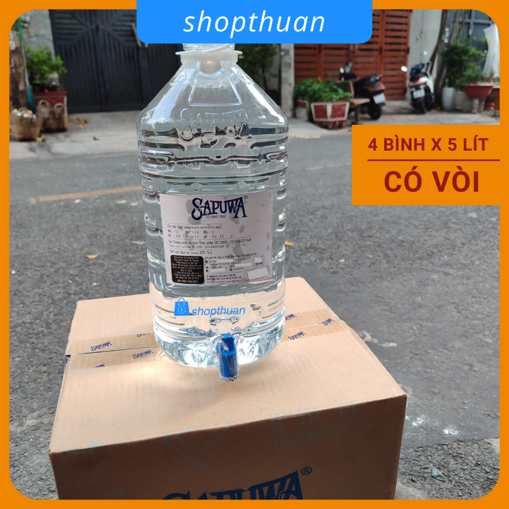 Nước uống Sapuwa thùng 4 bình 5 lít có vòi ( 4 bình x 5 lít ) | Shopee ...