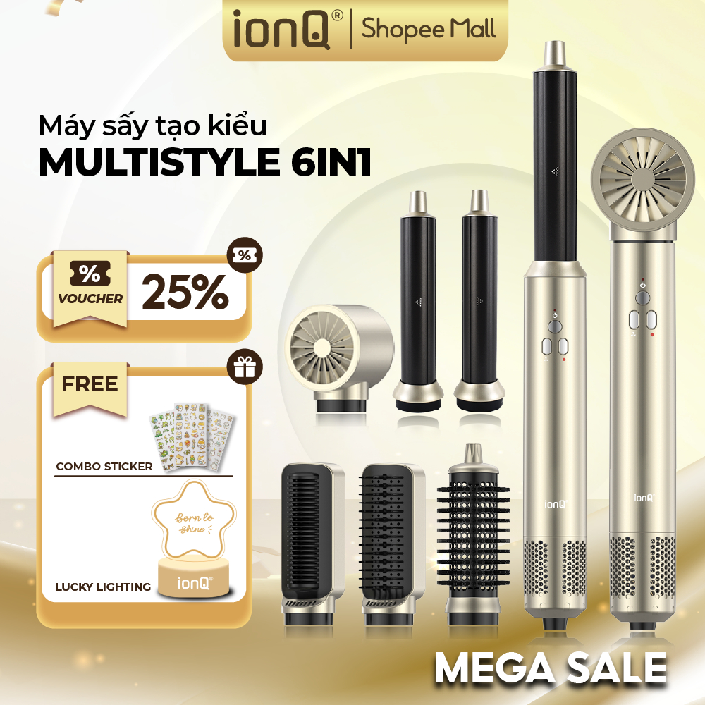 Máy sấy tóc tạo kiểu 6 trong 1 ionQ MultiStyle 400 triệu ion âm công suất 1200W duỗi thẳng tạo ...