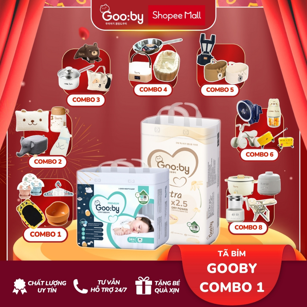 Bỉm Gooby Extra, Gooby Premium dán, quần mềm mại, an toàn, siêu thấm ...