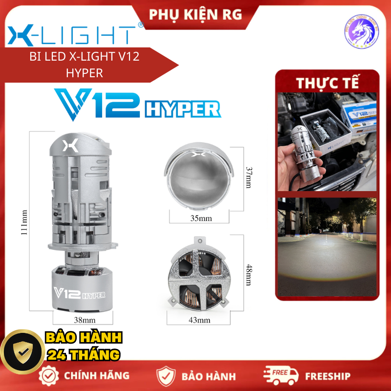 Đèn Bi Led Mini X-Light V12 Hyper Chân H4 Công Suất Cos 35W/Pha 55W, Bi ...