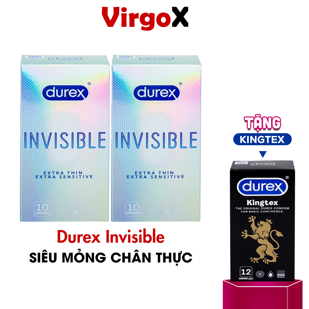Bộ 2 Hộp Bao Cao Su Durex Invisible (Hộp 10c) + Tặng 1 Hộp Bao Cao Su Kingtex. | Shopee Việt Nam
