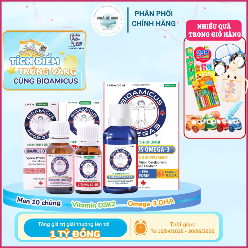 Men Vi Sinh 10 Chủng BioAmicus Complete D3k2 DHA Hỗ Trợ Tiêu Hoá Cho Bé ...