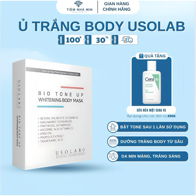 Kem Ủ Trắng Body USOLAB Bio Tone Up Whitening Body Mask Thiên Nhiên ...