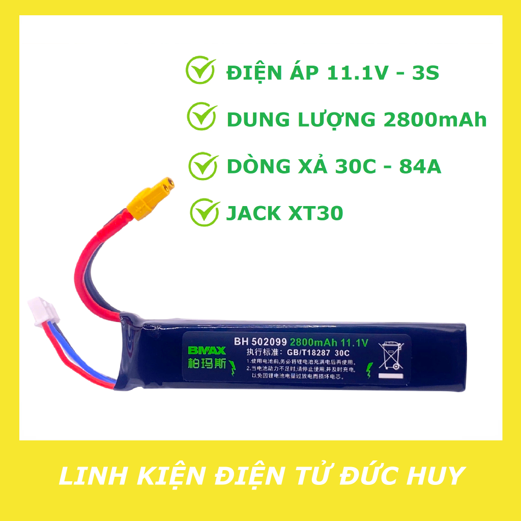 PIN LIPO 3S 11.1V 2800MAH, XẢ 30C, XT30 | Shopee Việt Nam