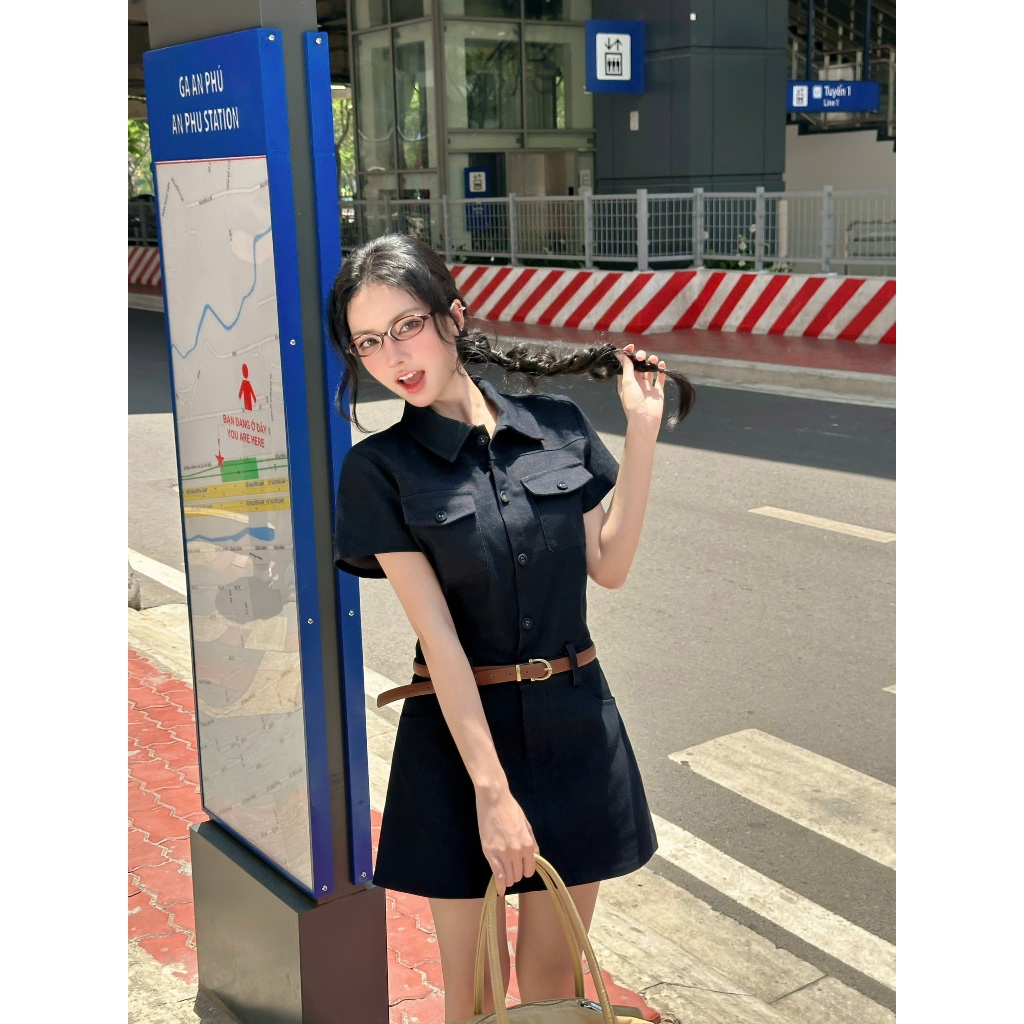 KIDO - Đầm sơ mi tay ngắn nắp túi HEIDI DRESS | Shopee Việt Nam