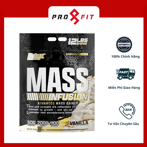 Nutrex Mass Infusion (Túi 5.4KG 19SV) Sữa Tăng Cân, Tăng Cơ Bổ Sung 50G Protein, 22G EAA, 10G ...