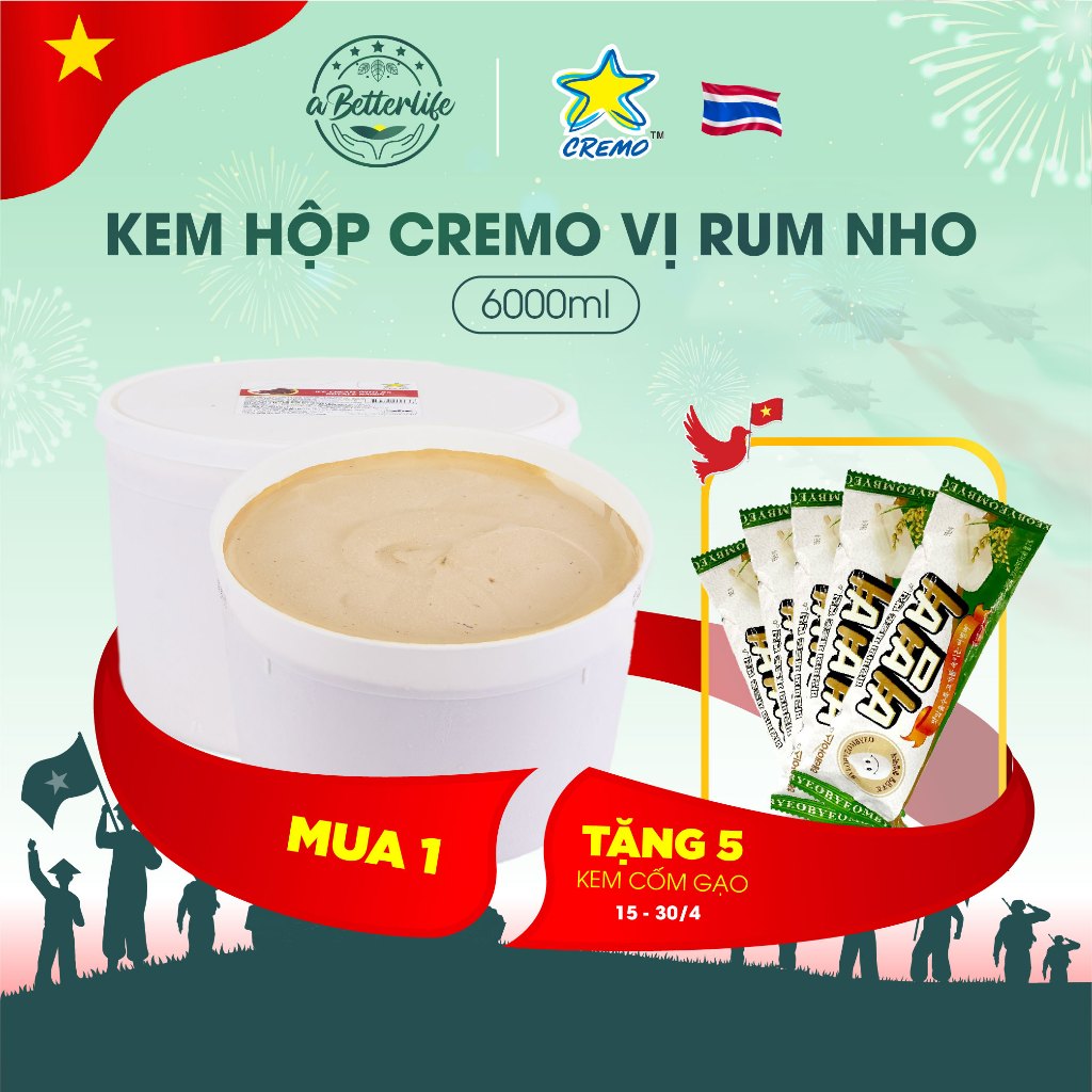 Kem hộp rum nho Thái Lan Cremo 6000ml Rum Raisin ABetterLife | Shopee ...