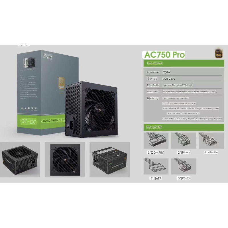 Nguồn máy tính Acer Ac650W Pro Brozen - Ac750w Pro Brozen New boxx | Shopee Việt Nam