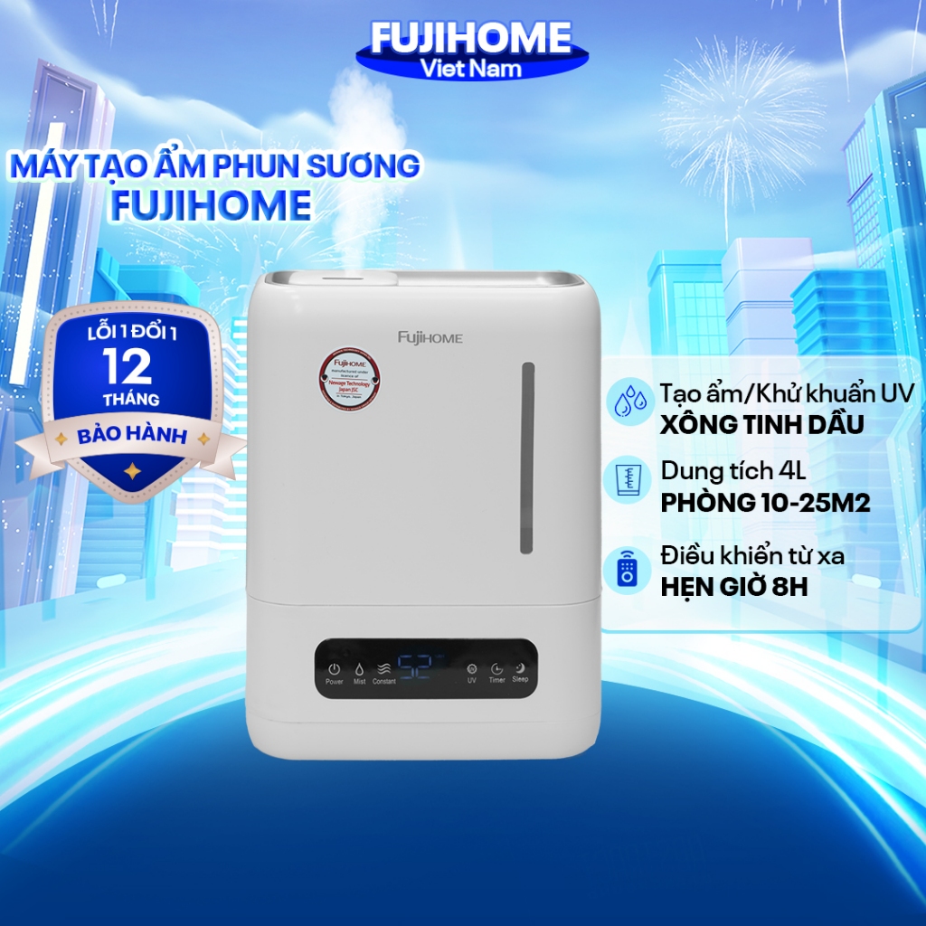 Máy phun sương tạo ẩm 4L diệt khuẩn UV Fujihome HM04E Nhập khẩu, máy khuếch tán tinh dầu bù ẩm ...