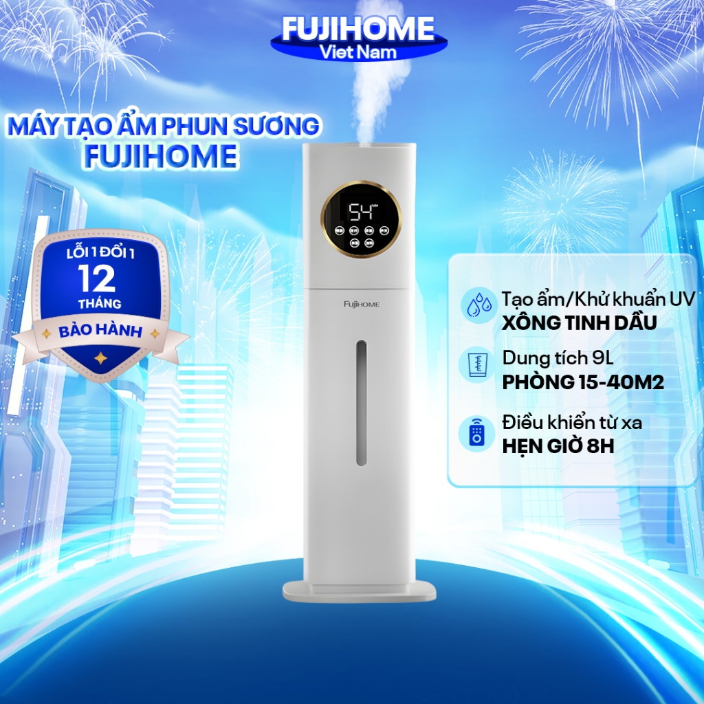 Máy tạo ẩm phun sương dung tích lớn 9L Fujihome Nhập khẩu, máy khuếch tán xông tinh dầu bù ẩm ...