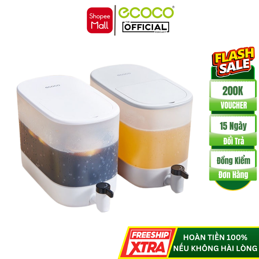 Bình Nước Tủ Lạnh ECOCO 4L, Không chứa BPA, Có Vòi Đựng Nước Ép, Trái Cây Cao Cấp Tiện Dụng ...
