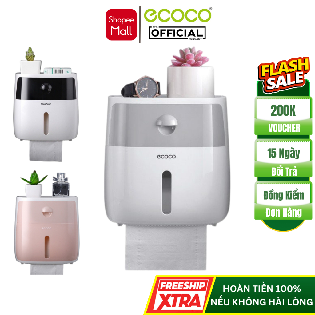 Hộp Đựng Giấy Dán Tường Ecoco 2 Tầng E1804 Cao Cấp - Hộp Đựng Giấy Thông Minh Chống Nước ...