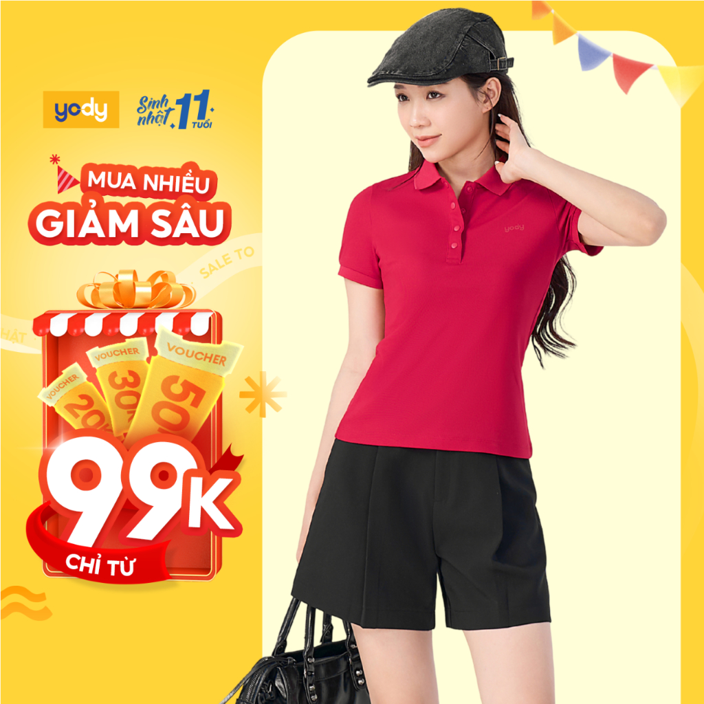 Quần short đùi nữ YODY ống suông, trẻ trung, năng động, lưng cao tôn dáng QSN7008 | Shopee Việt Nam