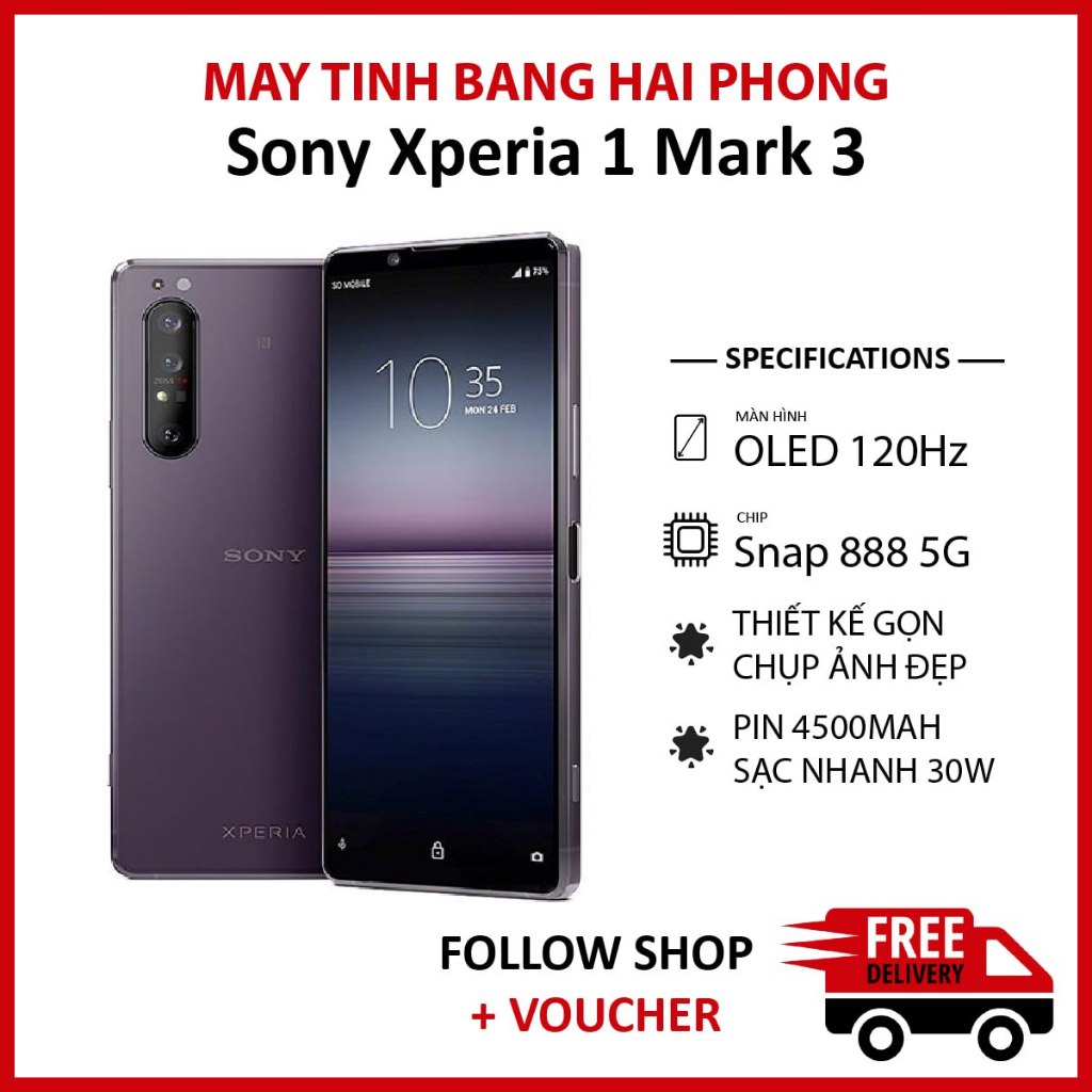 Điện thoại Sony Xperia 1 Mark 3 RAM 12/256GB chip Snapdragon 888 5G màn ...