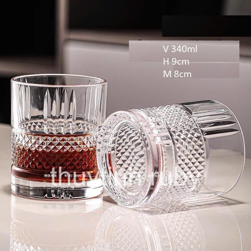 Set 6 ly rock uống rượu whisky, khay úp ly, ly thủy tinh pha lê uống ...