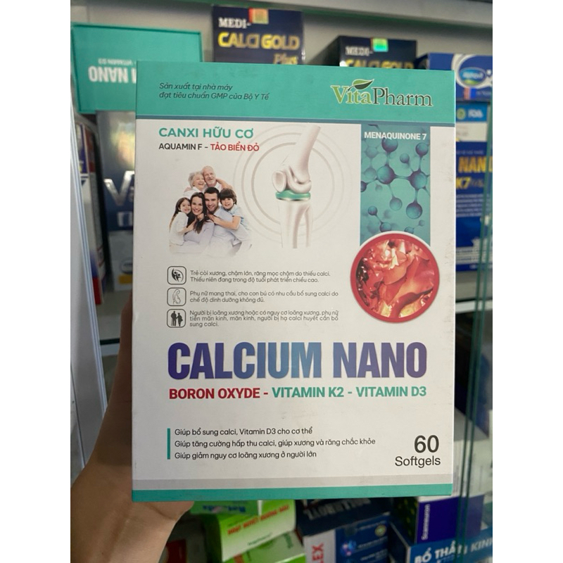 [CHÍNH HÃNG ]Calcium Nano 60v Boron Oxyde Vitamin K2 Vitamin D3 giúp bổ sung calci,vitamin,giúp ...