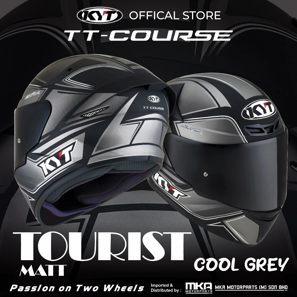 KYT HELMET TT COURSE TOURIST MATT COOL GREY (Kính trong suốt) | Shopee ...