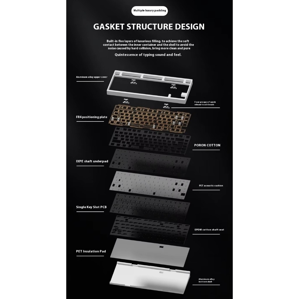 Bàn phím cơ không dây Nhôm CNC WEIKAV D75 - 3 mode - Led RGB - Mạch ...