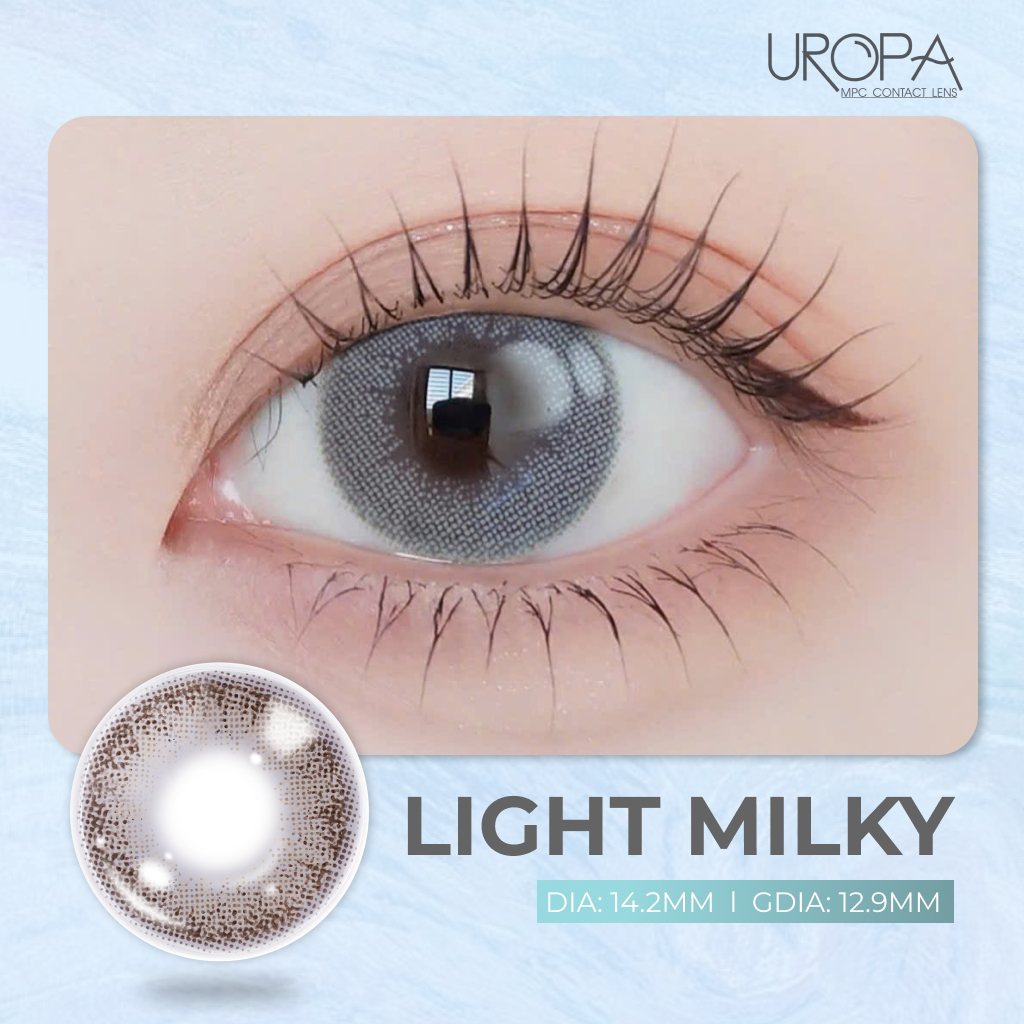 Lens siêu cấp ẩm UROPA Milky Light Gray màu xám sáng, kính áp tròng 6 ...
