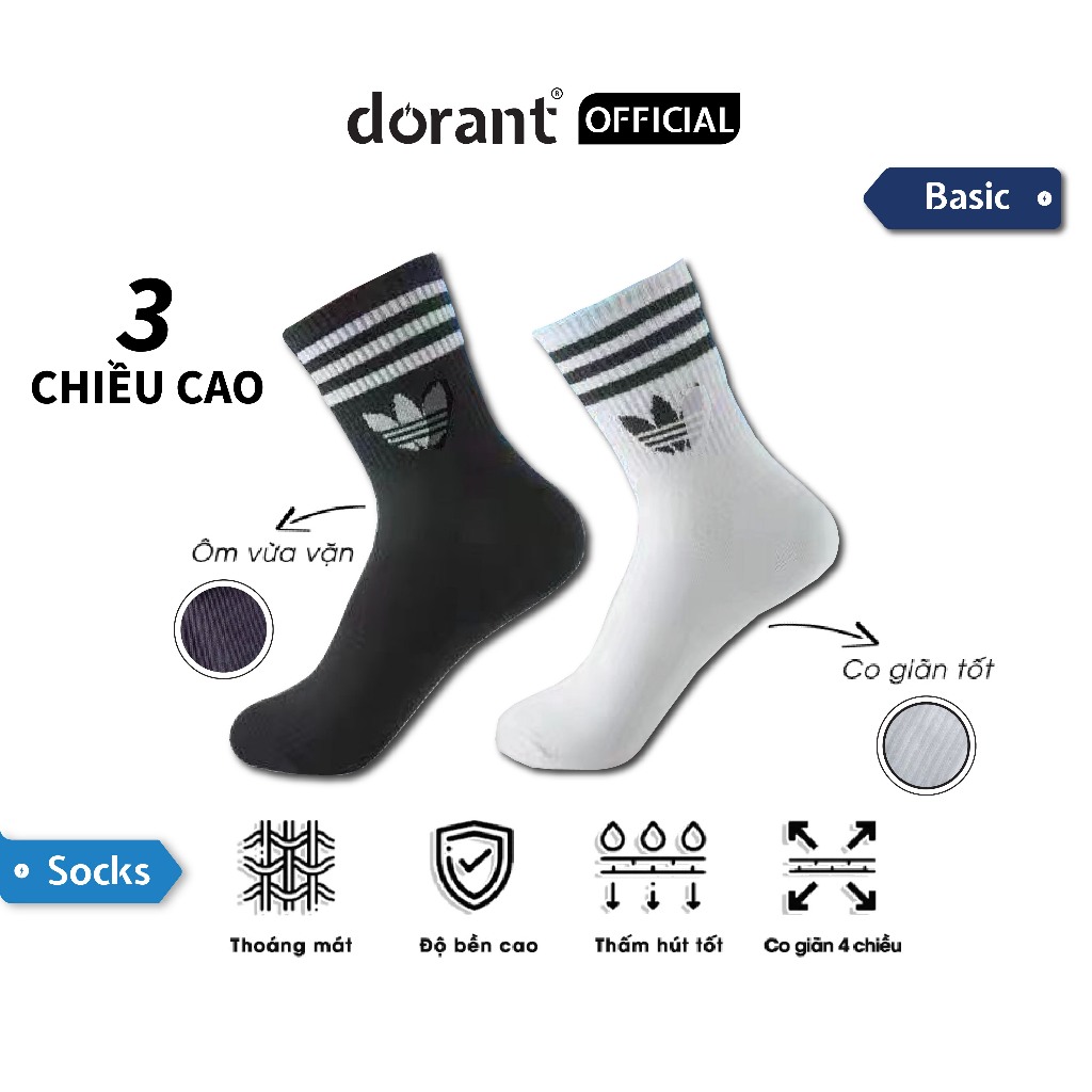 [Combo 5 TẶNG 1] Set 5 đôi tất DAS nam nữ dệt kim, vớ thể thao chất ...