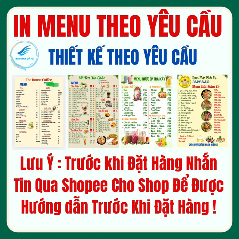 Menu Fomex Theo Yêu Cầu, Menu Chống Nước, In theo yêu cầu | Shopee Việt Nam