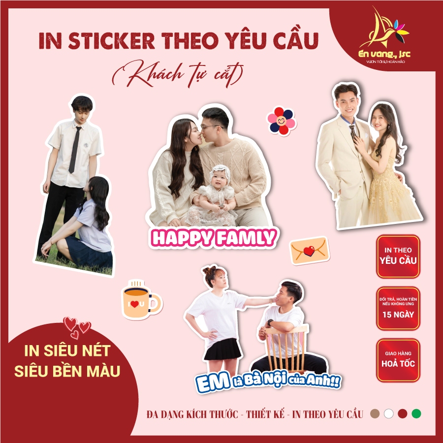 In sticker theo yêu cầu,In ảnh, Decal tách nền theo yêu cầu cán màng ...