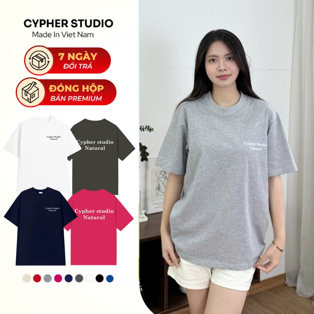 Áo Thun Nam Nữ Form Rộng Basic CYPHER STUDIO Chất Cotton 2 Chiều Thoáng Mát Dày Dặn AP01 ...