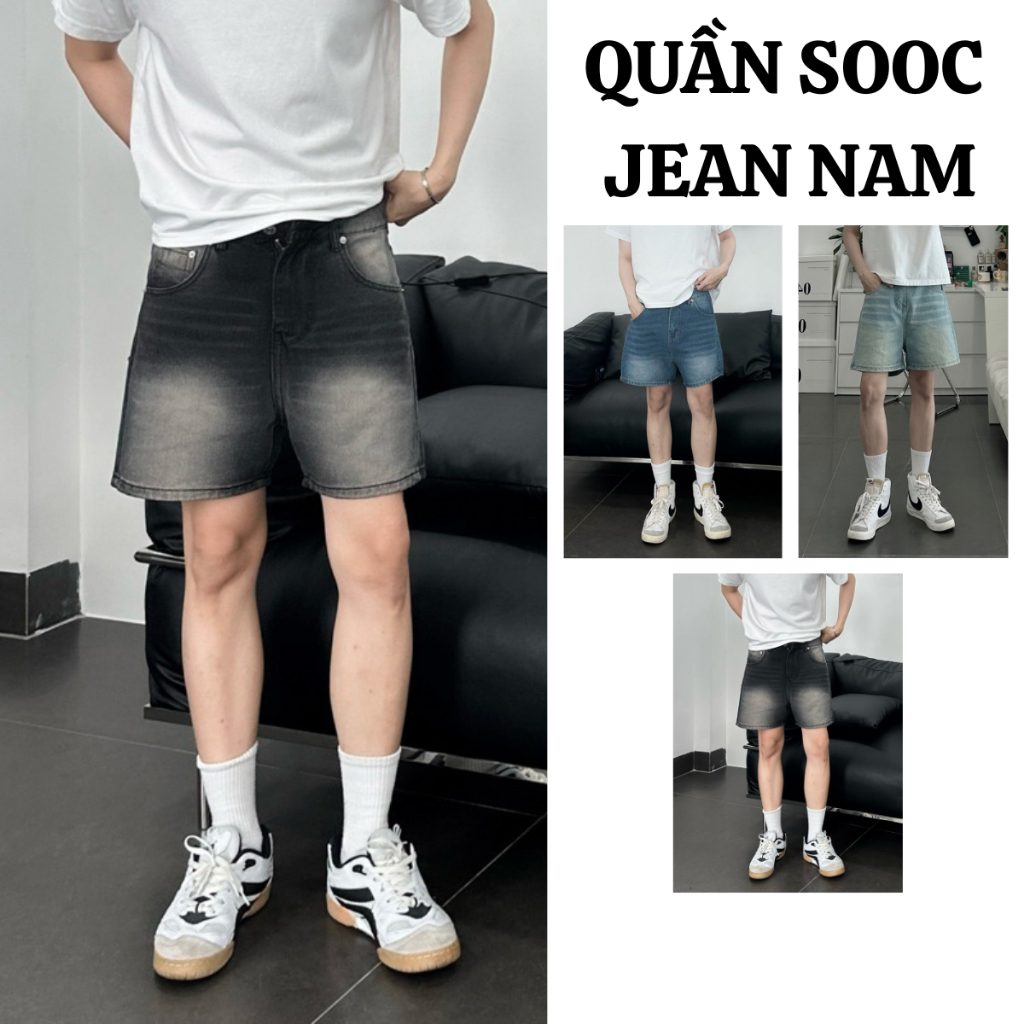 Quần Short Jean Nam SOOC ĐÙI ống rộng chất bò dáng ngắn rộng trên gối ...