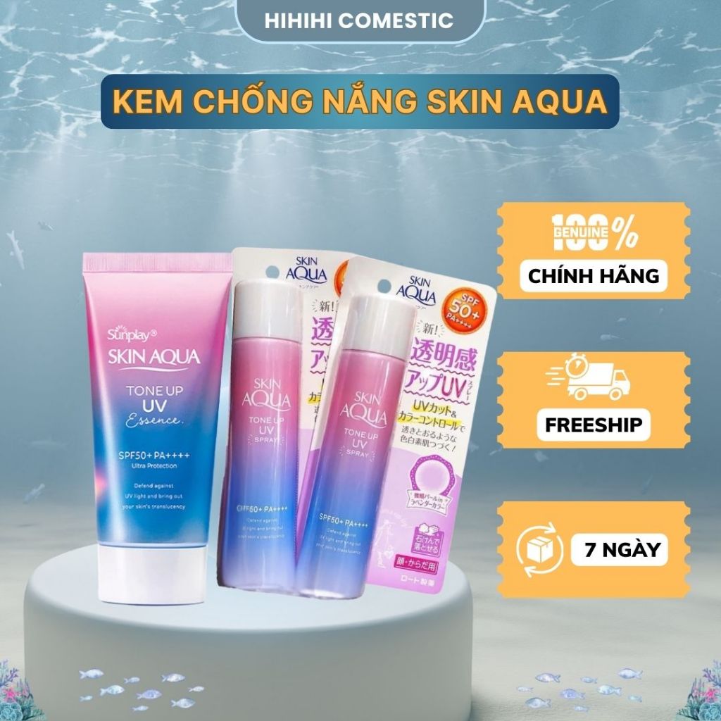 Kem chống nắng Skin aqua KCN nâng tông cho da tối màu Sunplay Skin Aqua ...