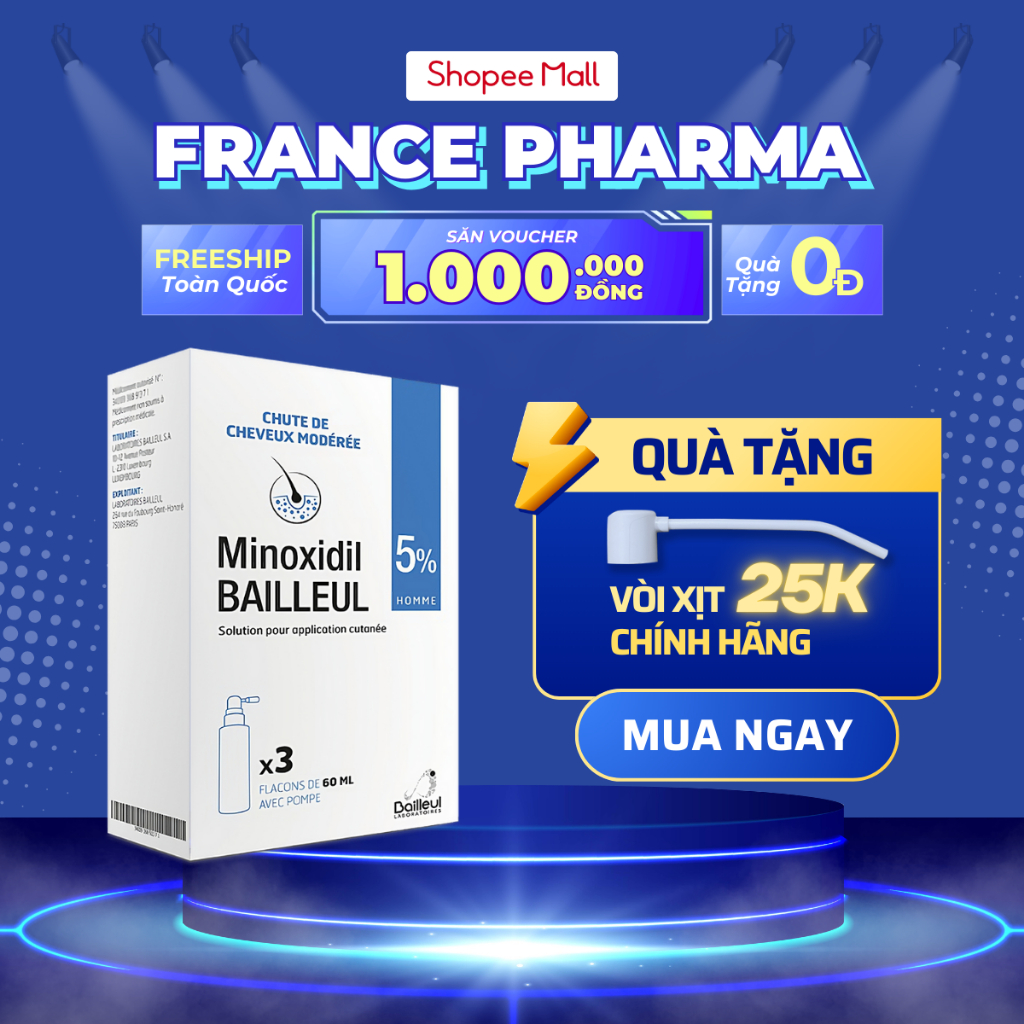 Xịt Mọc Tóc Minoxidil Bailleul 5% Pháp, Giảm Rụng Tóc Và Kích Thích Mọc ...