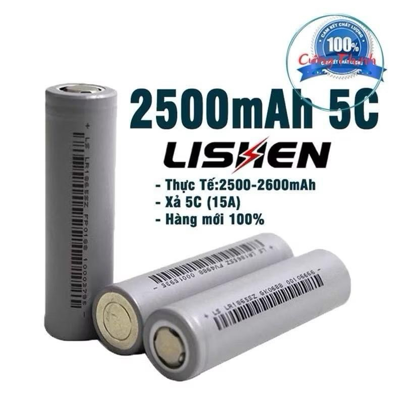 Cell pin 18650 lishen xám 2500MAH pin xả 5C 15A dung lượng thực dùng ...