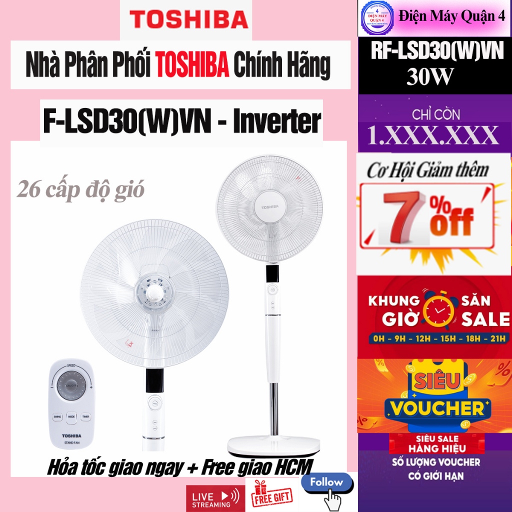F-LSD30W - Quạt đứng Toshiba F-LSD30(W)VN có Remote - DC Inverter | Shopee Việt Nam