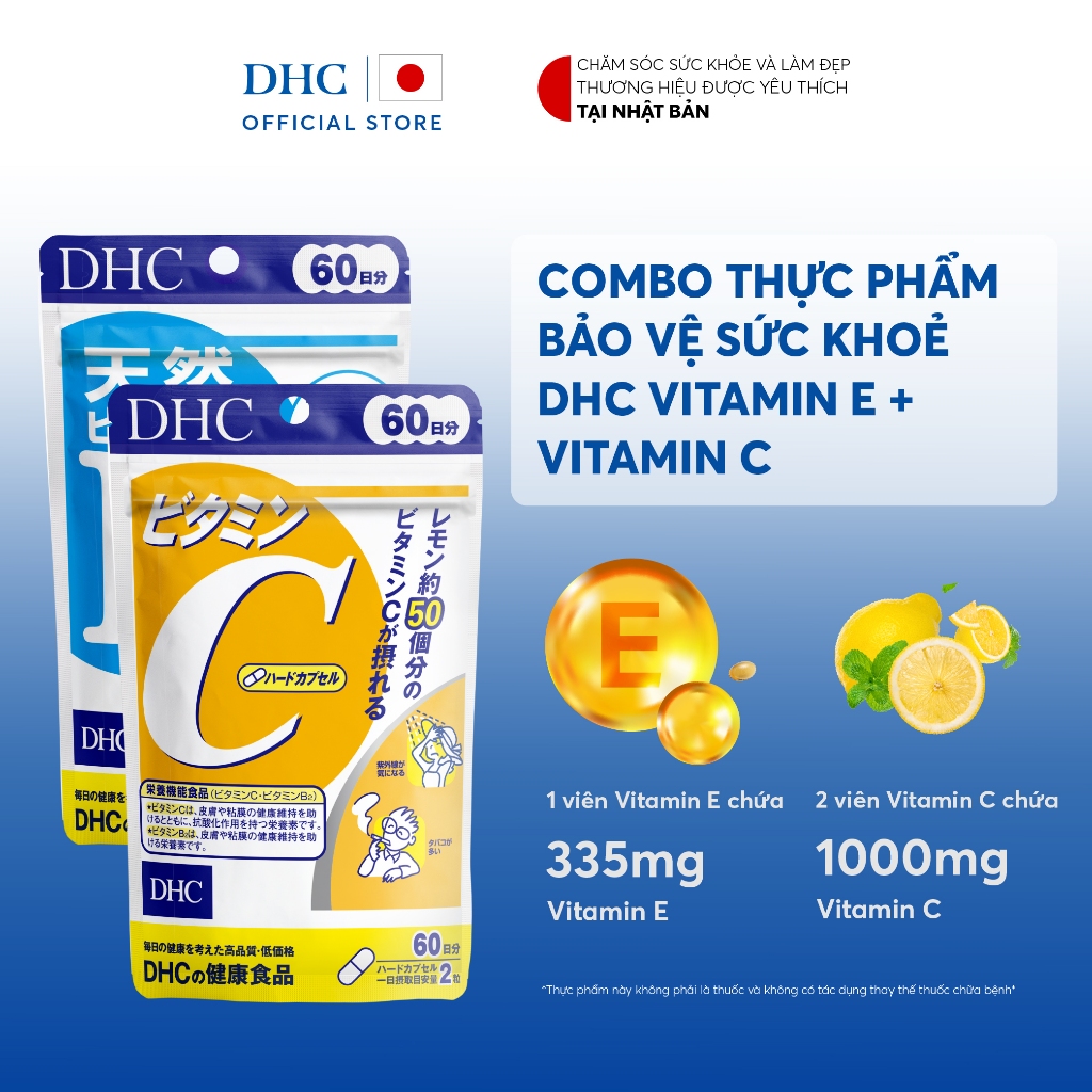 [DHC x Shopee Live] Combo Thực phẩm bảo vệ sức khoẻ DHC VITAMIN C + Vitamin E (60 Ngày) - Dạng ...