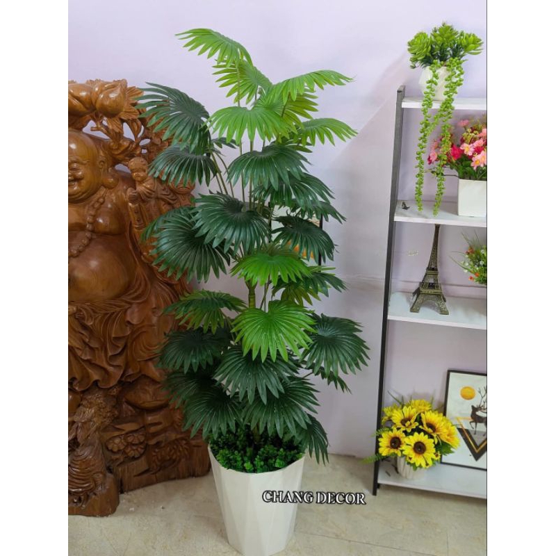 Cây cọ giả cao 1m3 kèm chậu nhựa (36 lá) | Shopee Việt Nam