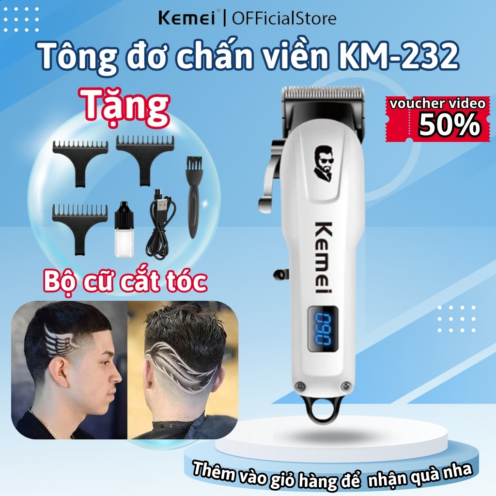 Tông đơ cắt tóc chấn viền Kemei 1947 cạo sát chân tóc, tăng đơ bấm viền chuyên nghiệp cho barber ...