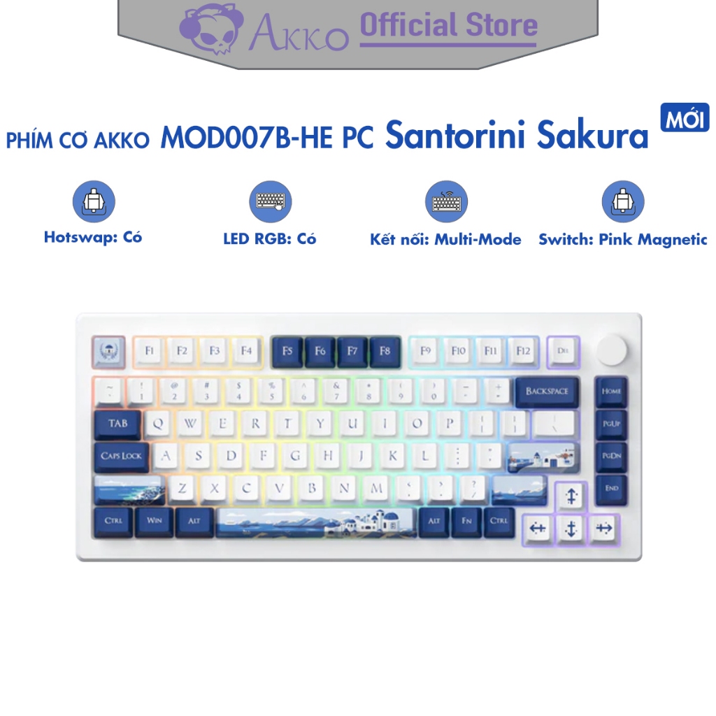 Bàn phím cơ AKKO MOD007B-HE PC Santorini Sakura [ Hotswap / RGB / Multi ...