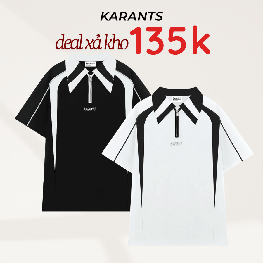 [Xả Kho] Áo Polo Logo Kim Loại Karants Cổ Phối Form Oversize Local ...