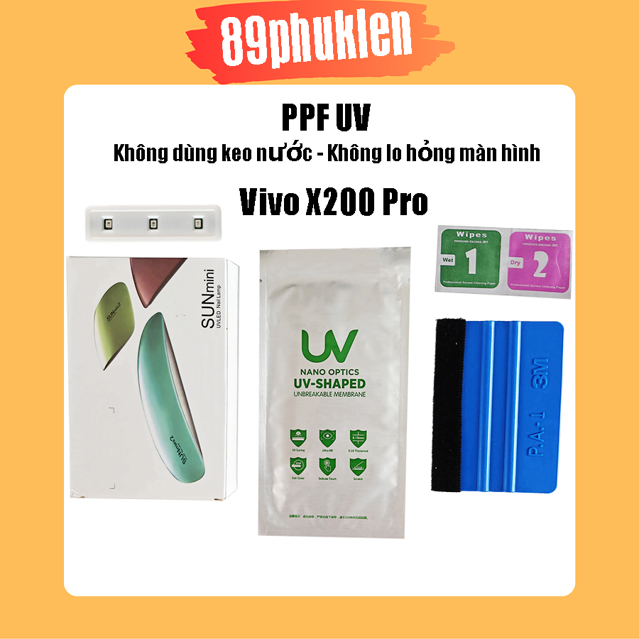 Miếng dán PPF UV chống xước màn hình cho Vivo X200 Pro (không dùng keo nước, không lo hỏng màn ...