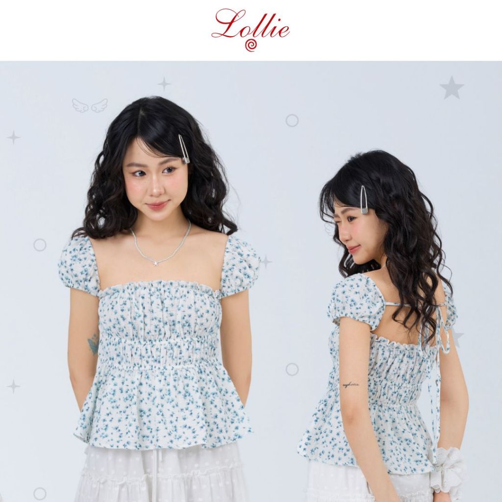 LOLLIE STUDIO - Áo kiểu muslin hoa nhí buộc nơ lưng Jolene Top TKA432 | Shopee Việt Nam