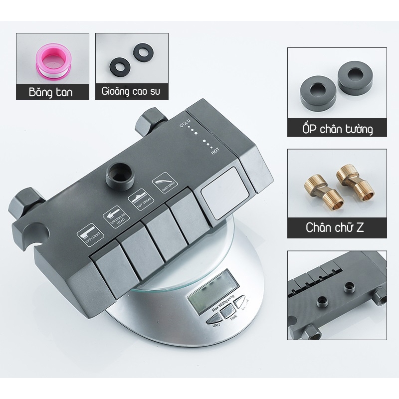 Củ sen tắm đứng phím đàn, củ đồng, mạ titan, hiển thị nhiệt độ đủ phụ ...