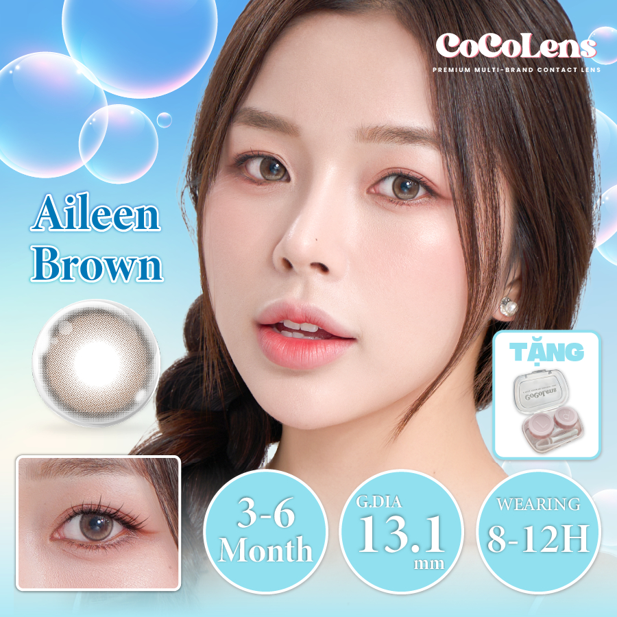 (Chính Hãng) Kính Áp Tròng Hàn Quốc Màu Tự Nhiên COCOVIEW AILEEN BROWN Độ Cận 0.00 - 8.00 ...