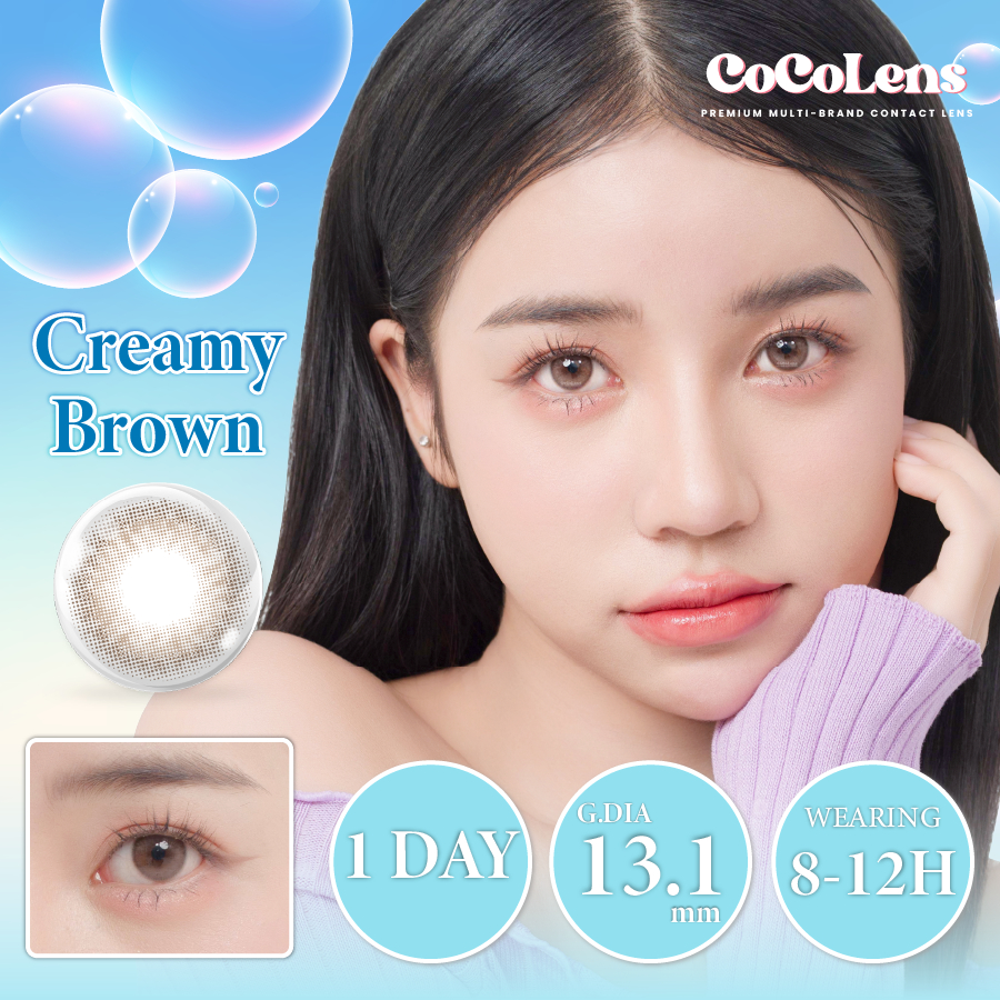 Kính Áp Tròng Hàn Quốc COCOVIEW 1 DAY LENS Creamy Brown Màu Nâu Kem Tự Nhiên Độ Cận 0.00 - 8.00 ...