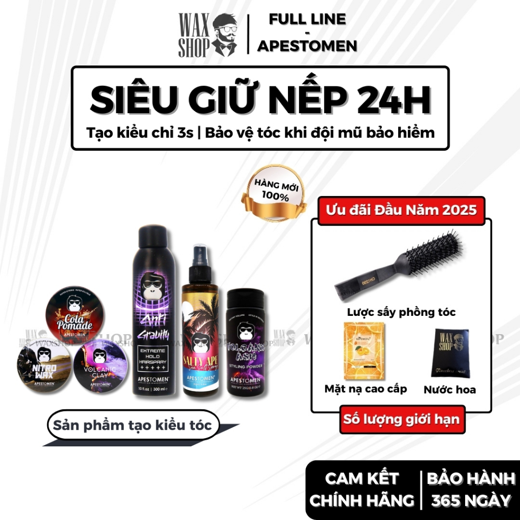 Sáp vuốt tóc nam Apestomen Volcanic Clay, Nitro Wax, Cola Pomade, gôm ...